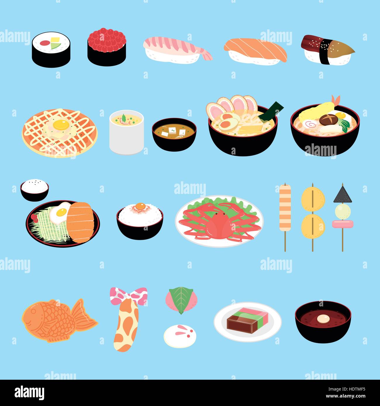 attractive Japan delicacy and snacks collection set Stock Vector Image ...