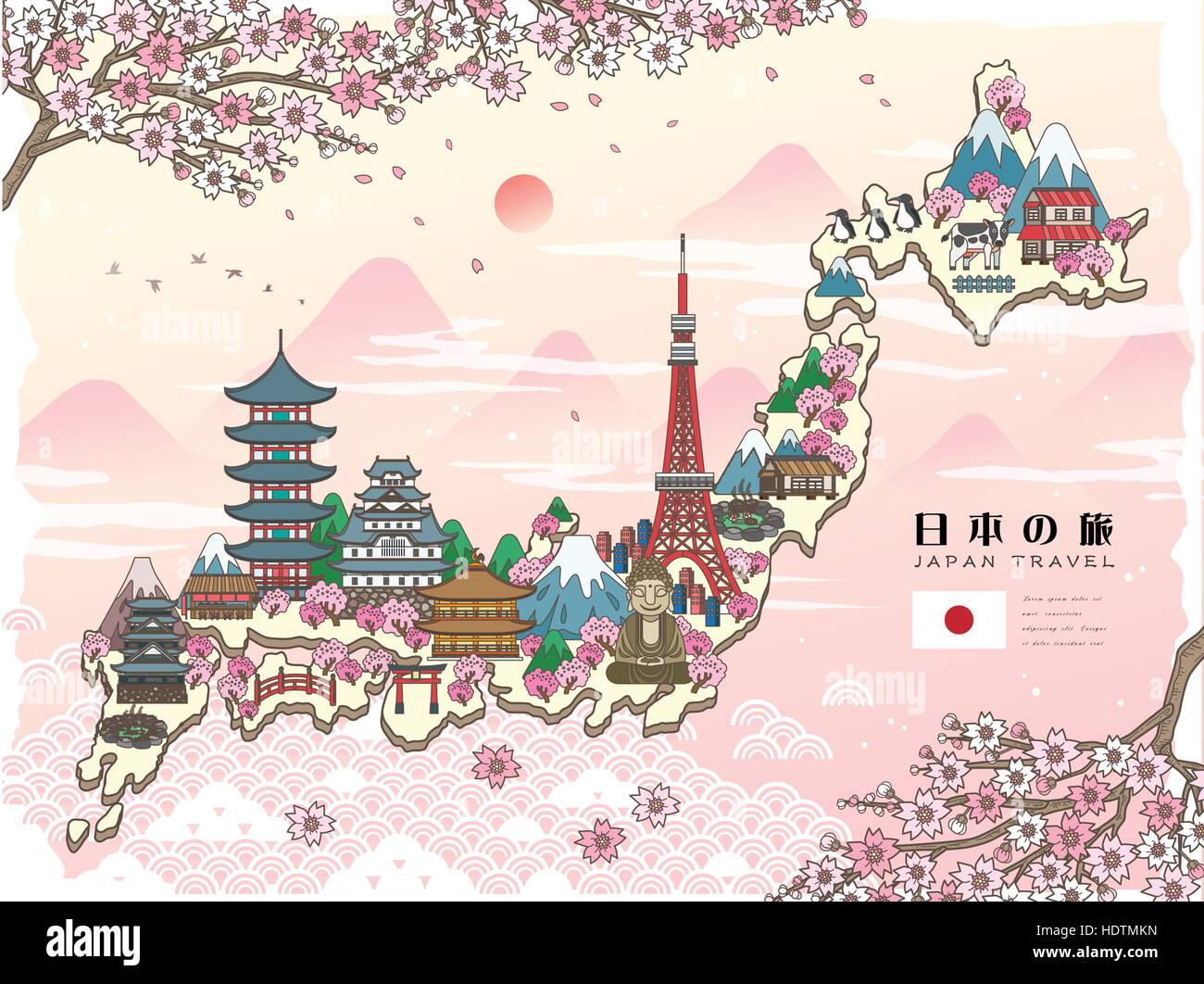 attractive Japan travel poster with sakura - Japan Travel in Japanese ...