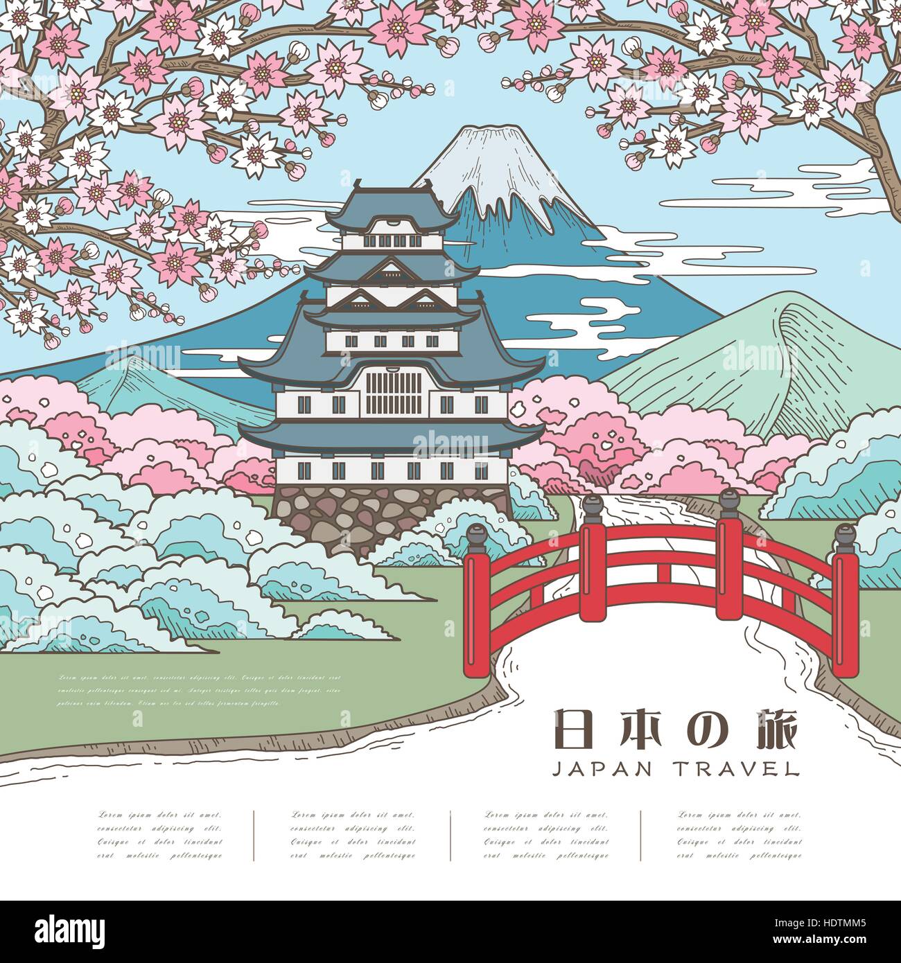 attractive Japan travel poster with sakura - Japan Travel in Japanese ...