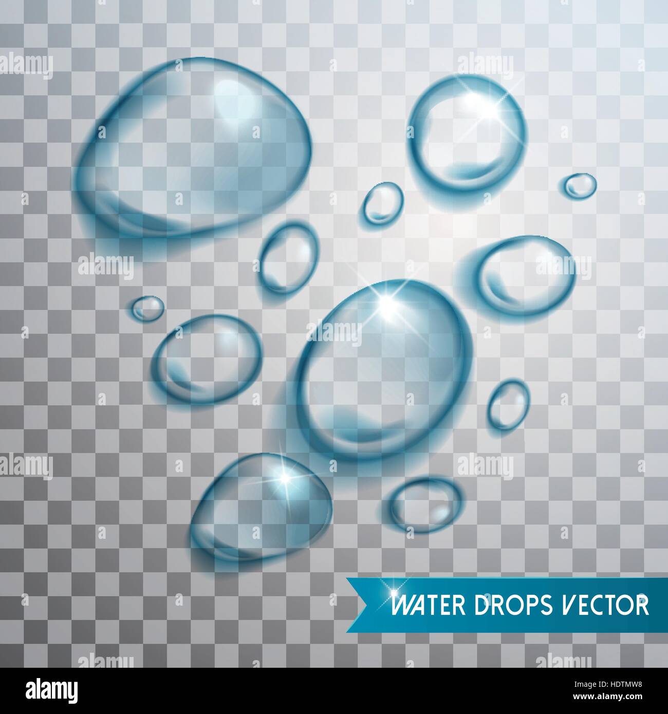 exquisite water drops elements collection set over transparent ...