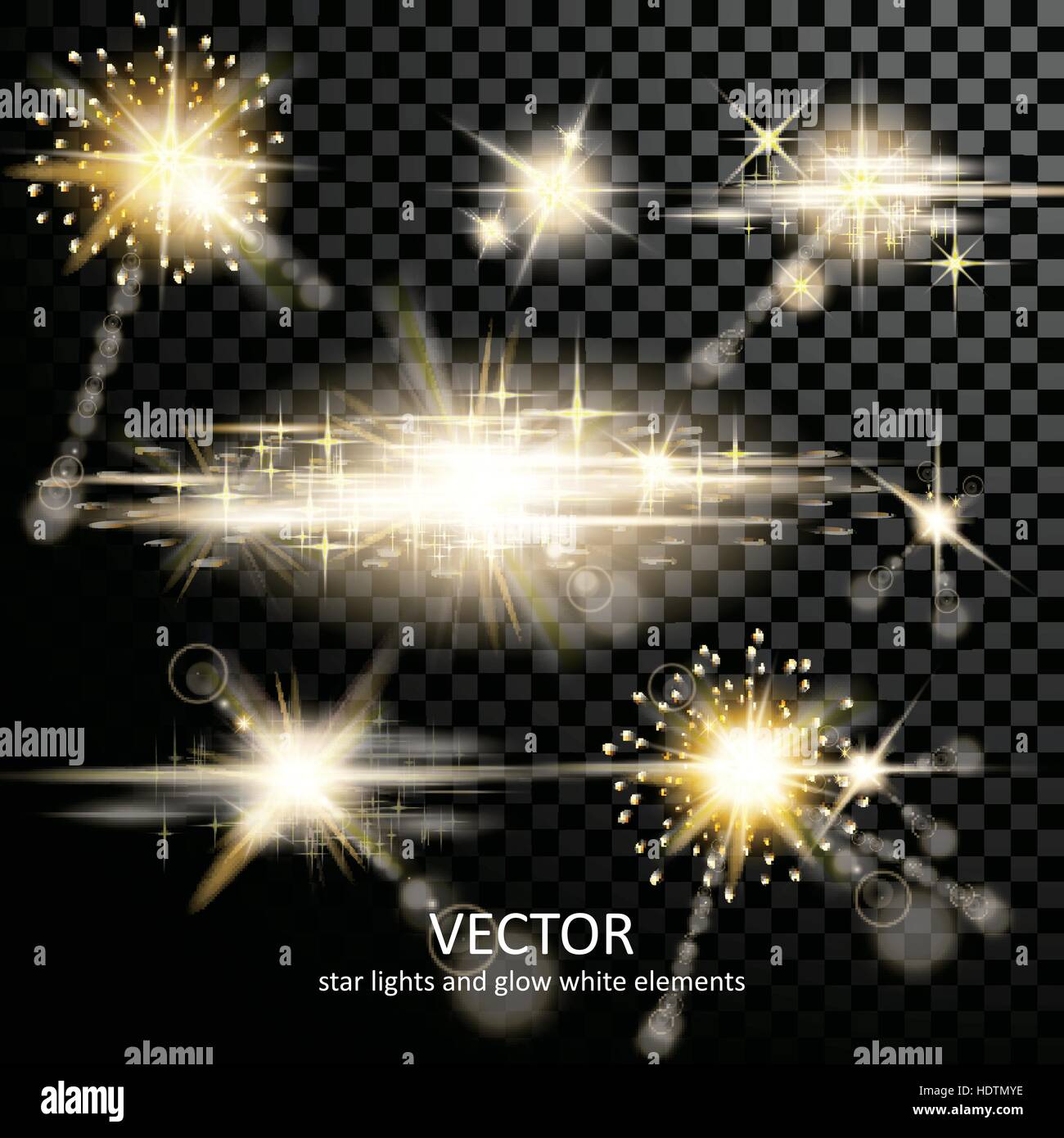 attractive light sparkles collection on transparent background Stock ...