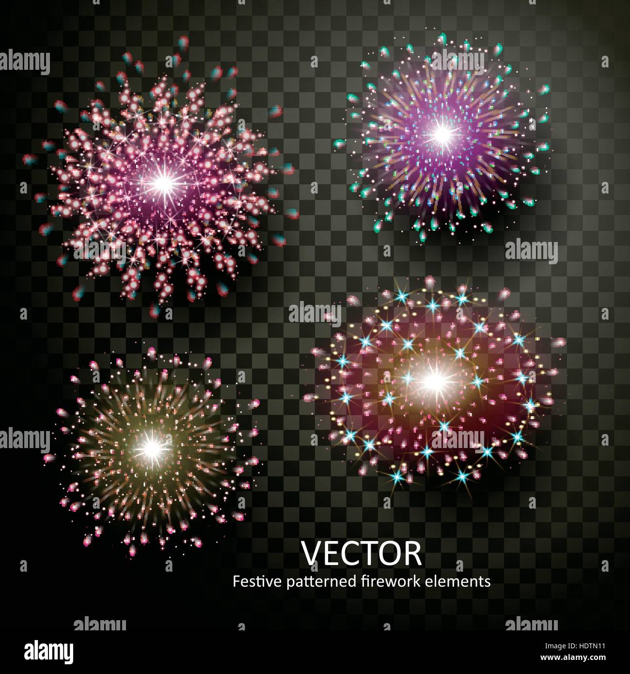 sumptuous colorful fireworks collection on transparent background Stock ...