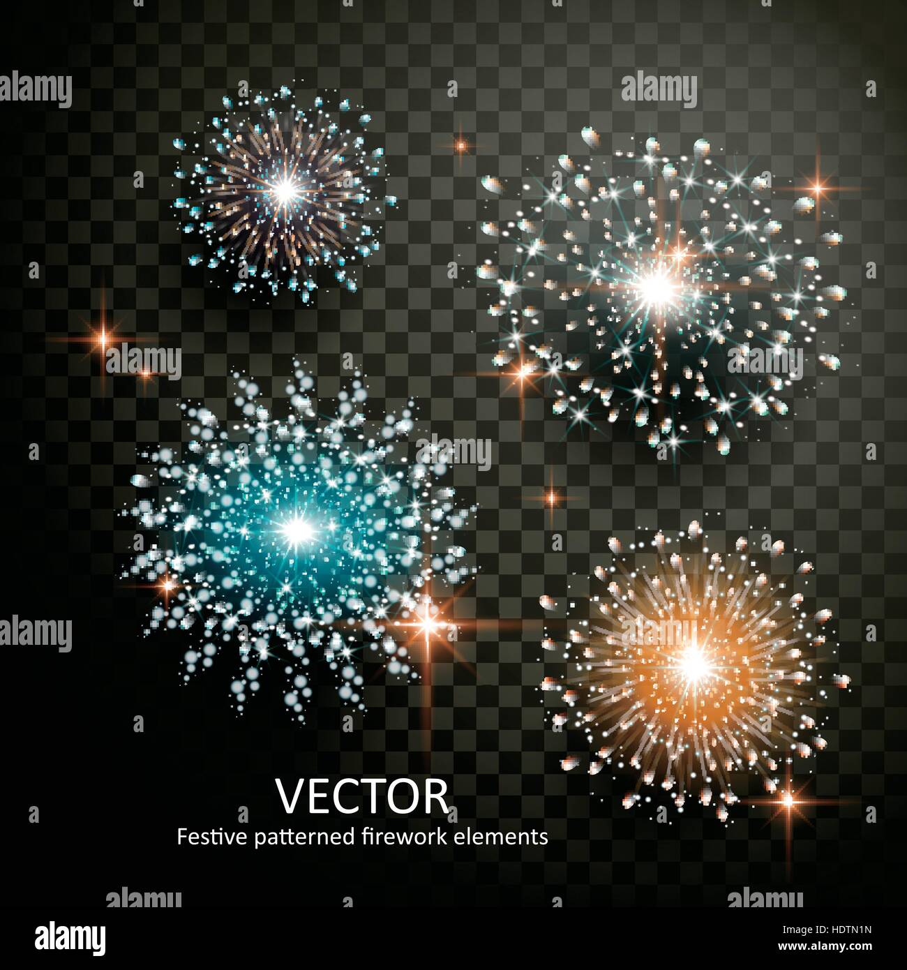 gorgeous colorful fireworks collection on transparent background Stock ...