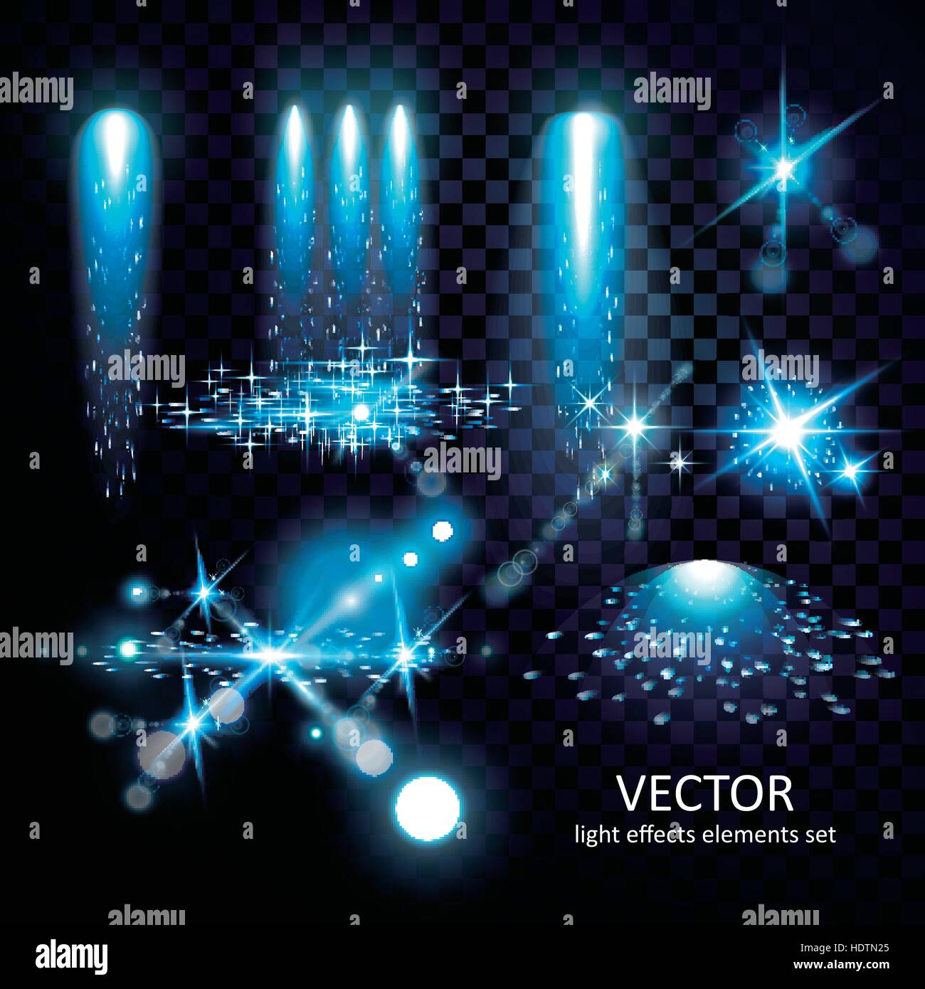 attractive light sparkles collection on transparent background Stock ...