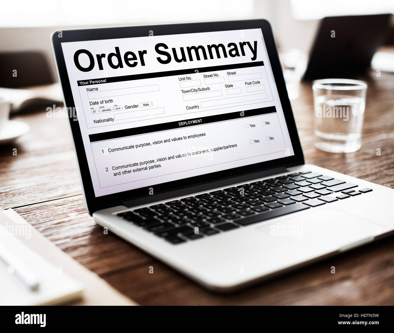 Order Summary Document Form Invoice Concept Stock Photo - Alamy