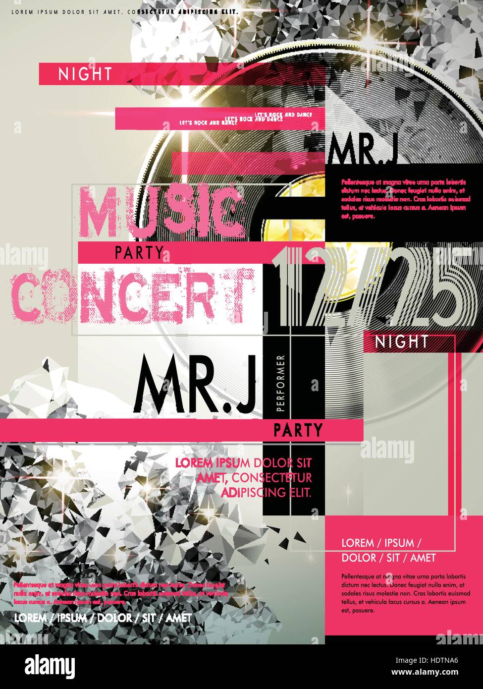 trendy music party poster design template with geometric elements Stock ...