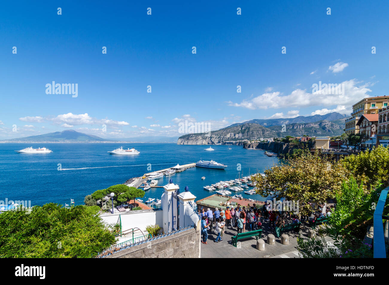 View over the Gulf of Naples, Porto di Sorrento and Marina Piccola from ...