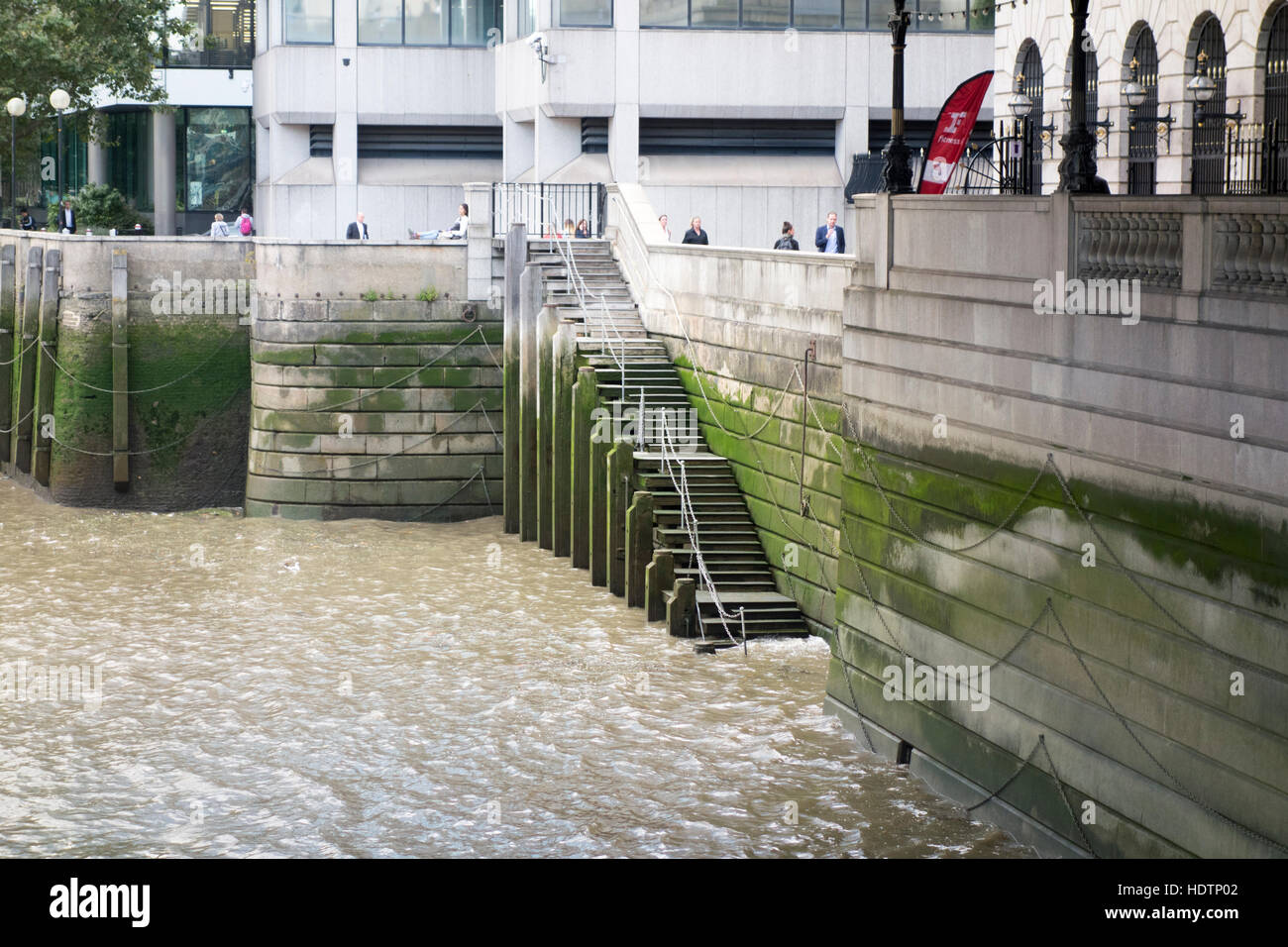 Steps down into the river Thames from the Thames Path on the north bank ...