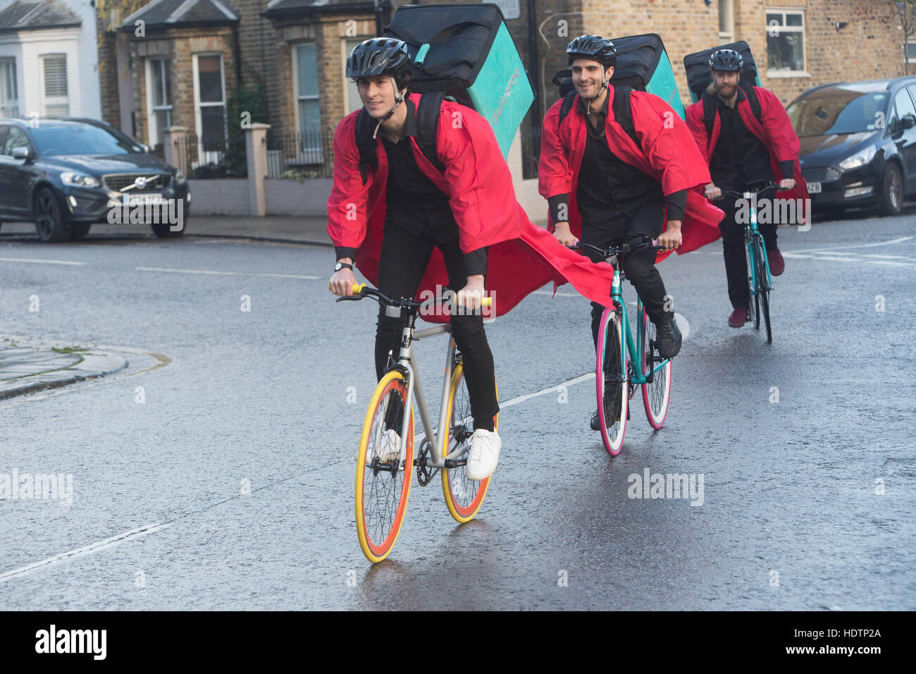 EDITORIAL USE ONLY Beatboxing carollers (left to right) Edmund Short ...