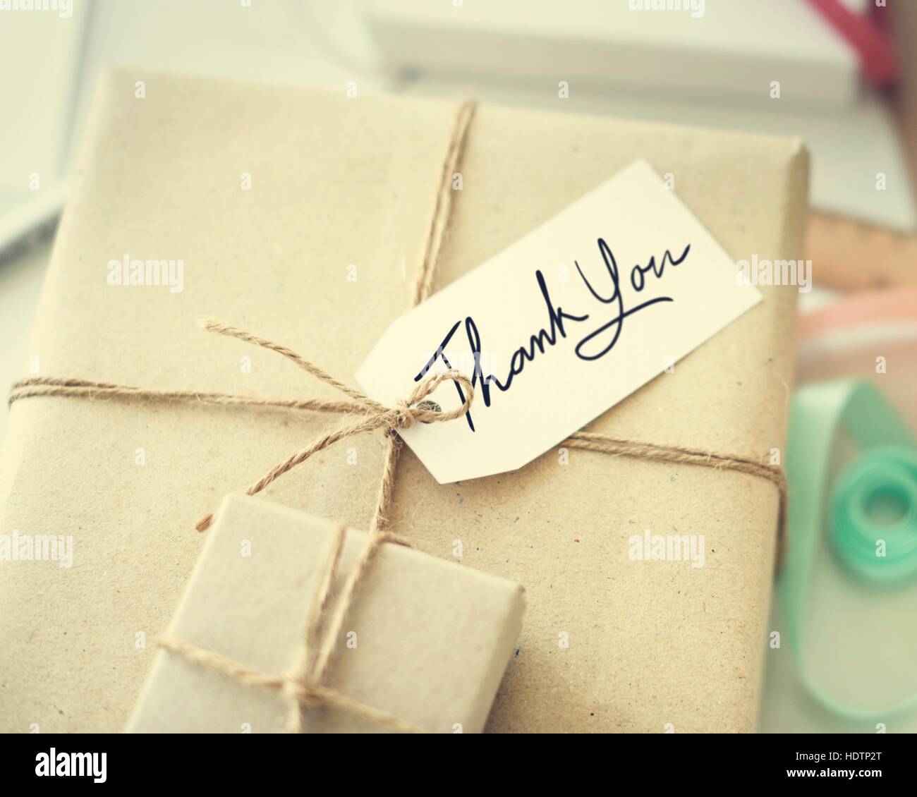 Thank You Gift Message Present Packing Concept Stock Photo - Alamy