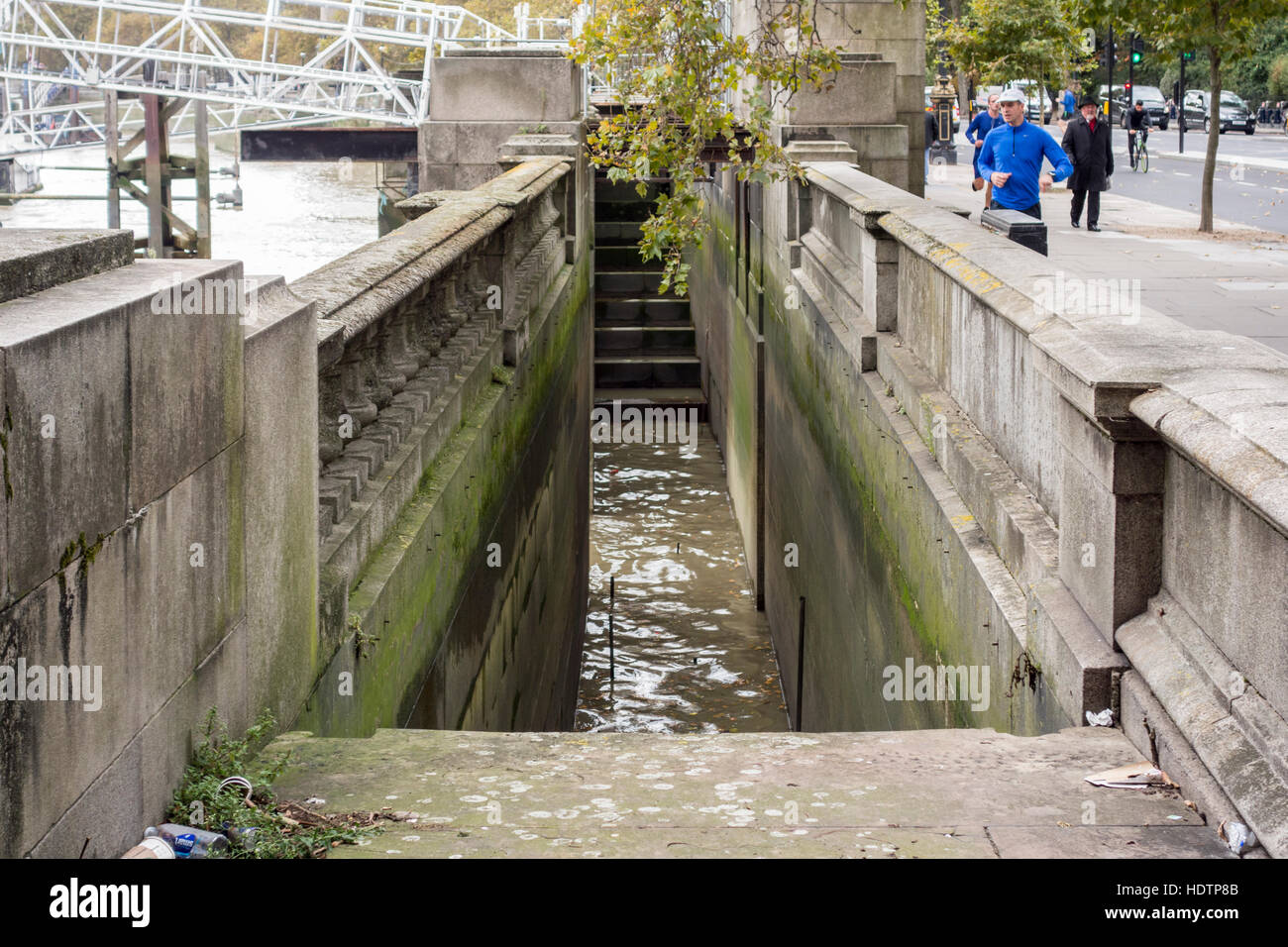 Access steps into the River Thames from Victoria Embankment, London, UK ...