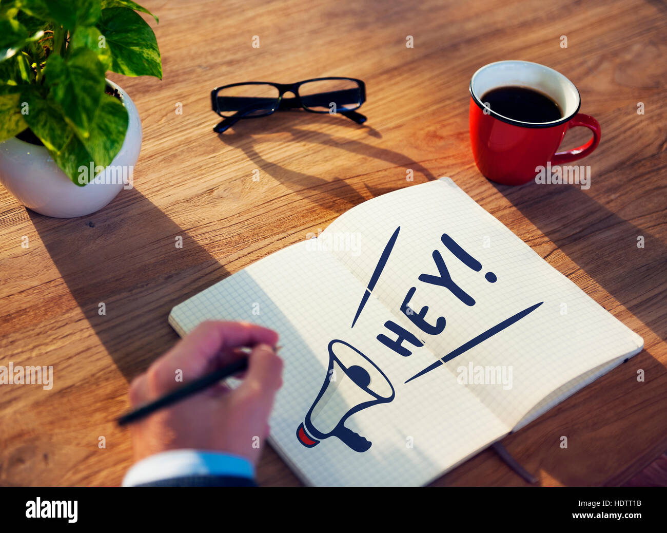 Hey Hello Greeting Attention Communication Concept Stock Photo - Alamy