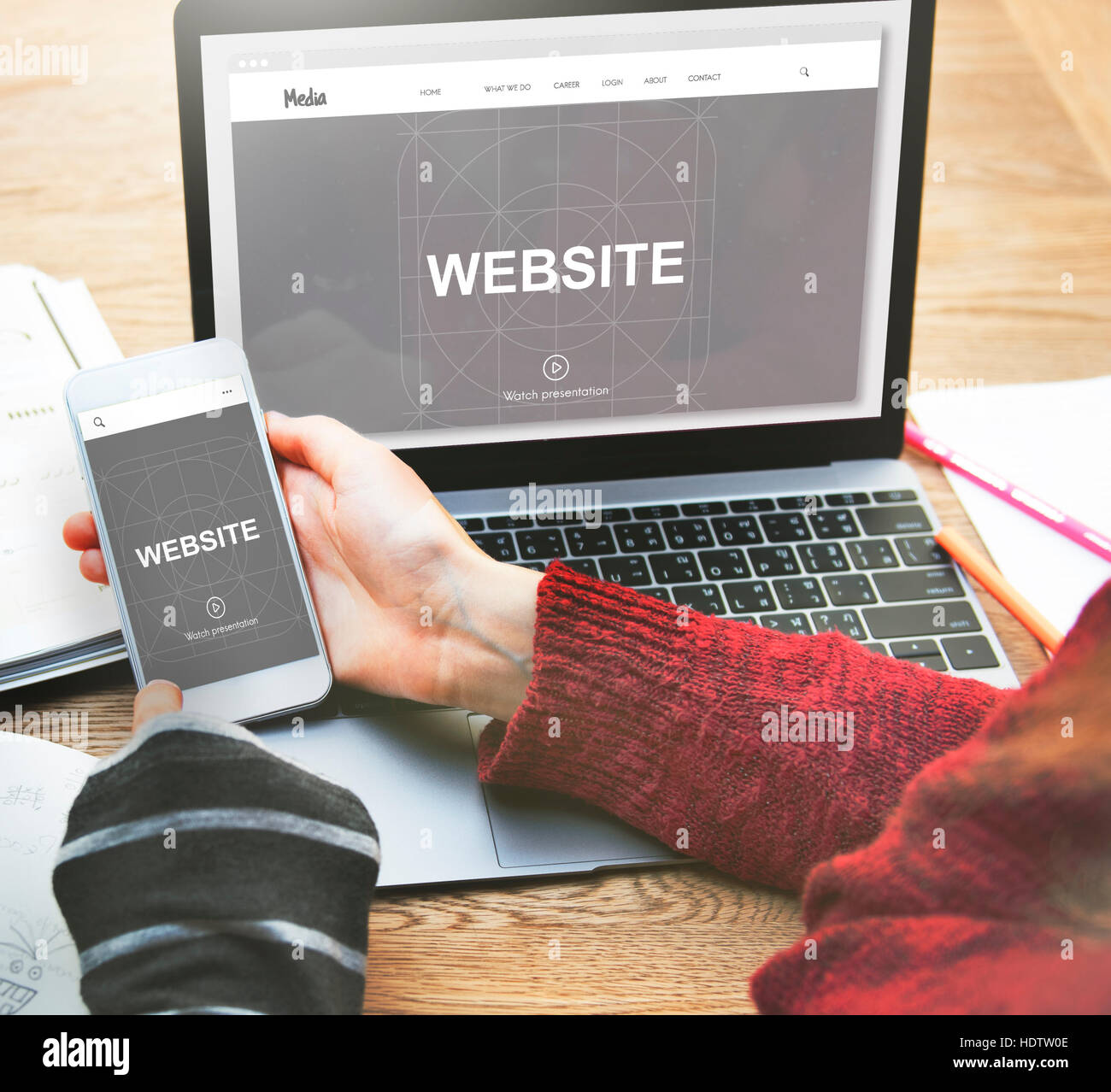 Web Design Media Page Concept Stock Photo - Alamy