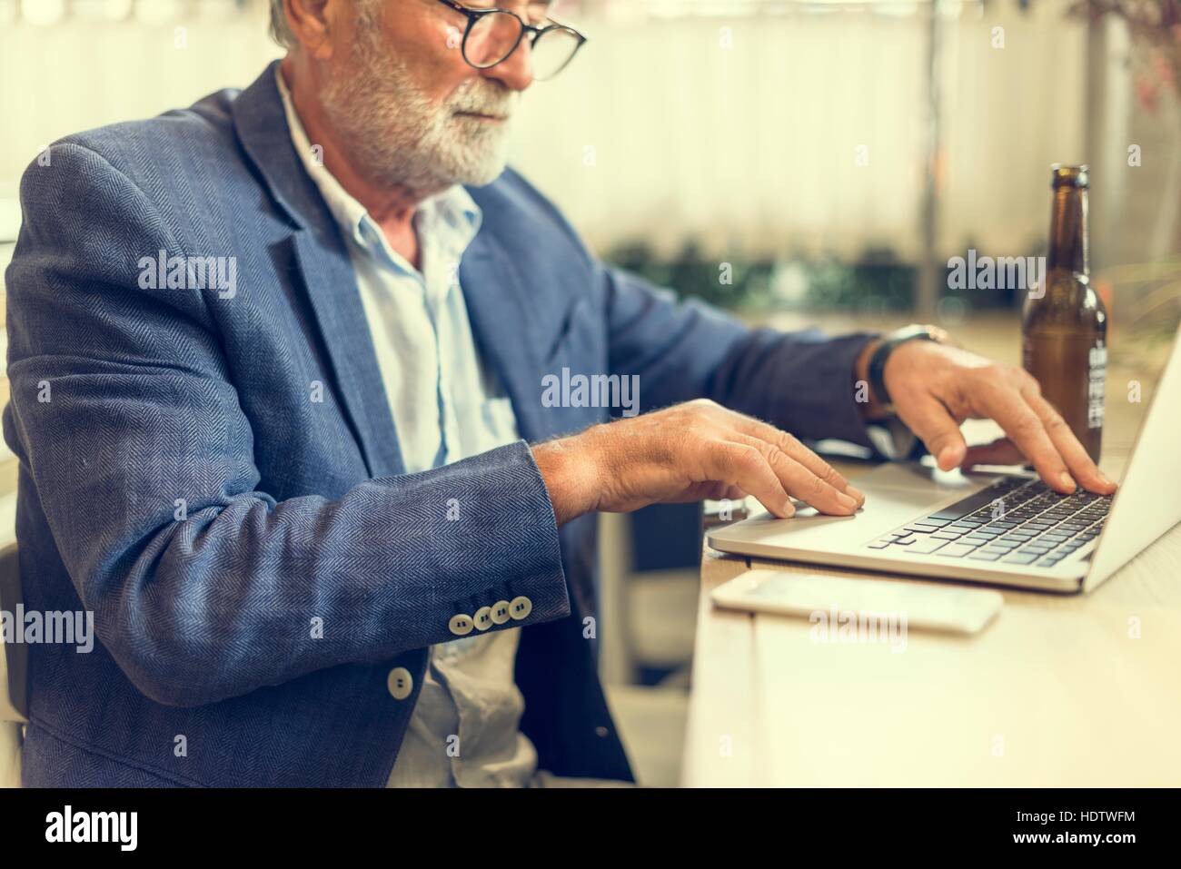 Senior Man Hangout Drinking Alcohol Night Club Concept Stock Photo - Alamy