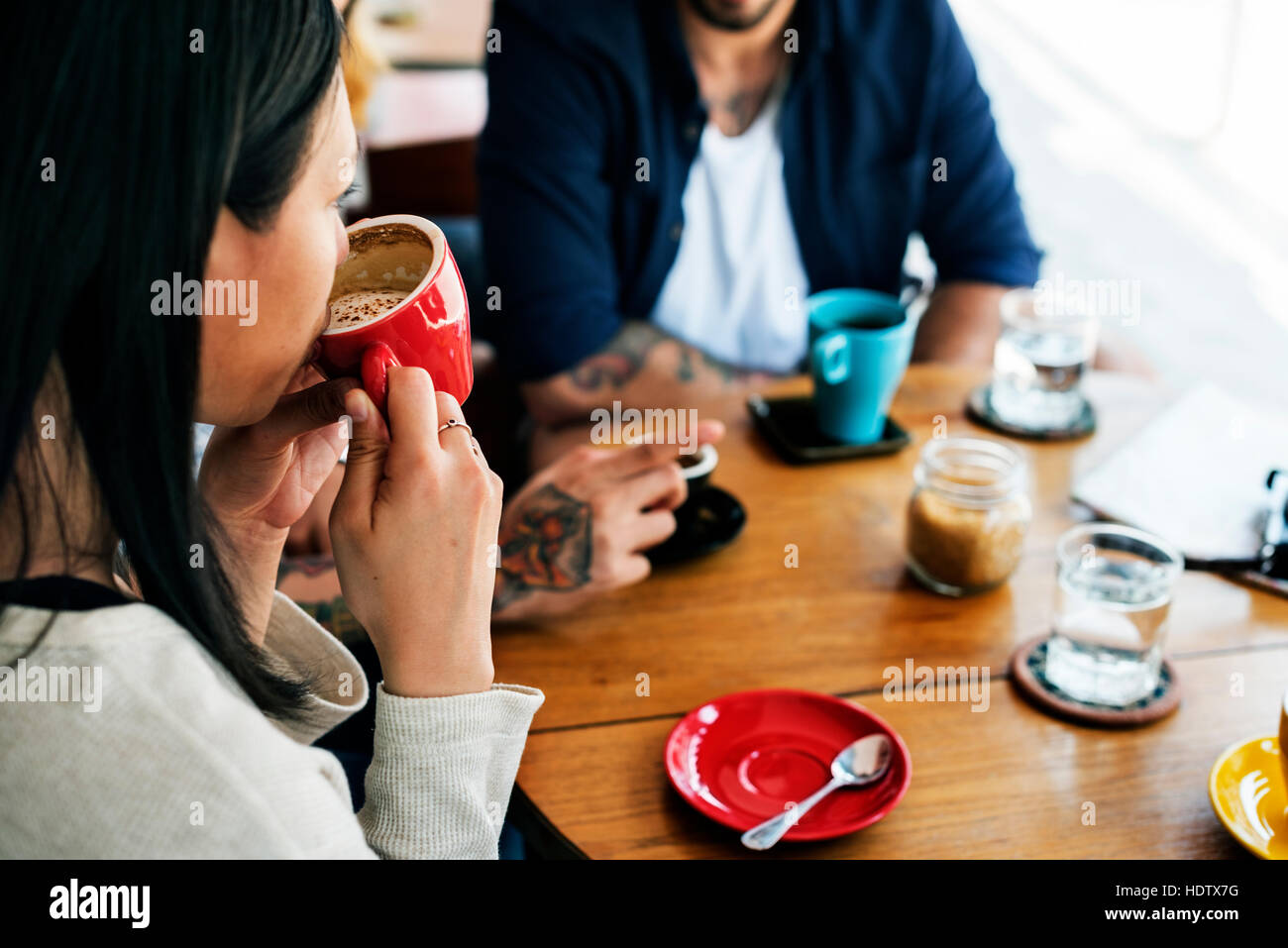 Group Of People Drinking Coffee Concept Stock Photo - Alamy