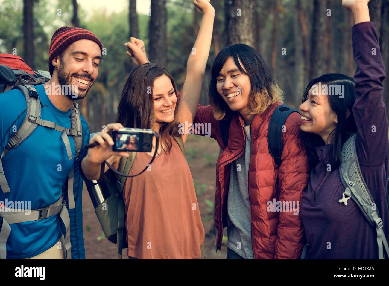 Friends Taking Photos Trip Concept Stock Photo - Alamy
