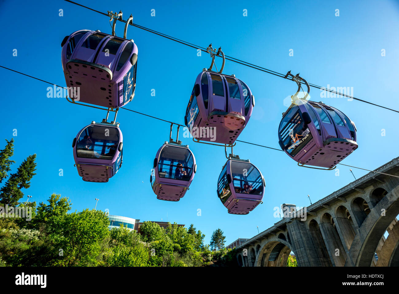 Cable cars on the Riverfront Park development in downtown Spokane on ...