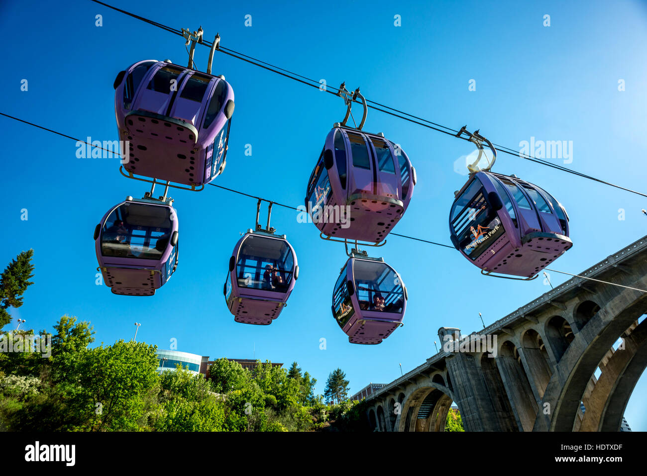 Cable cars on the Riverfront Park development in downtown Spokane on ...