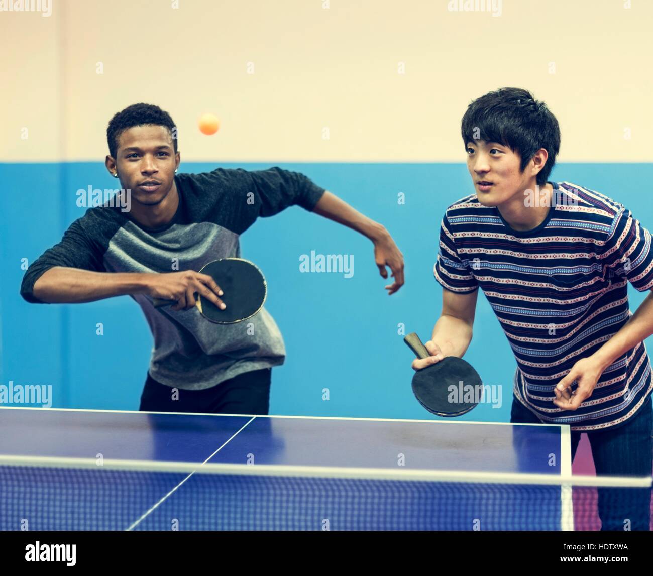 Table Tennis Ping-Pong Friends Sport Concept Stock Photo - Alamy