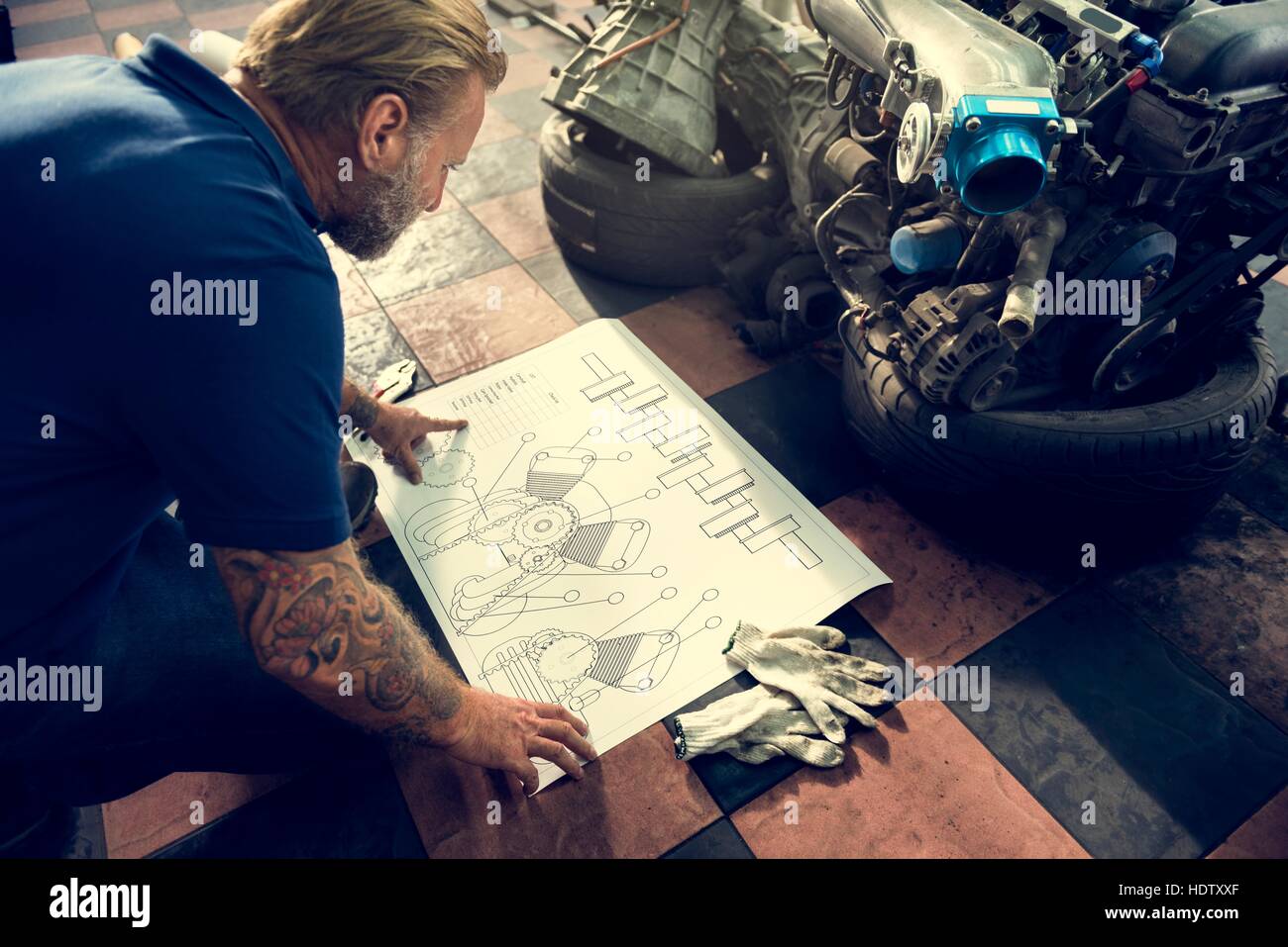 Construction Master Plan Draft Blueprint Male Concept Stock Photo - Alamy