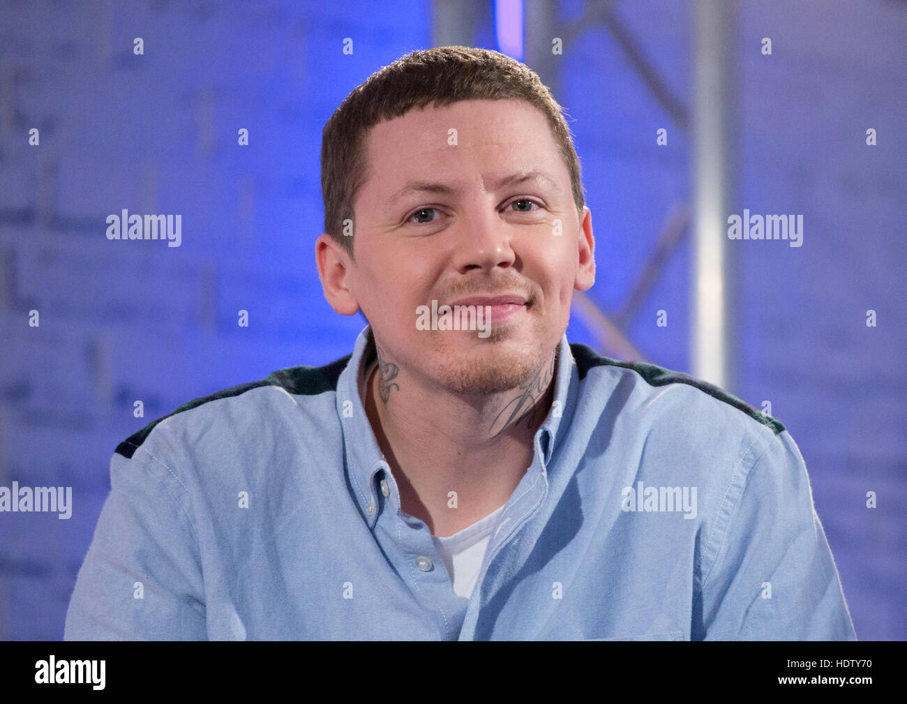 Professor Green speaking at an AOL BUILD series event at AOL's Capper ...