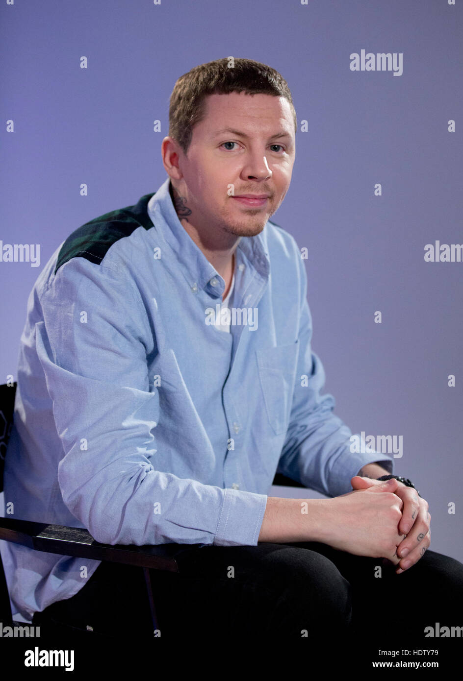 Professor Green speaking at an AOL BUILD series event at AOL's Capper ...