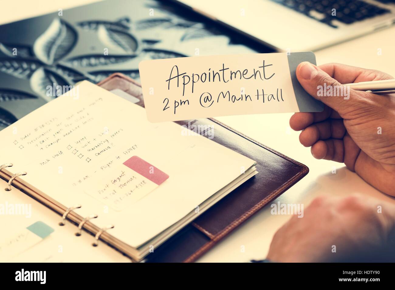 Business Man Holding Appointment Note Concept Stock Photo - Alamy