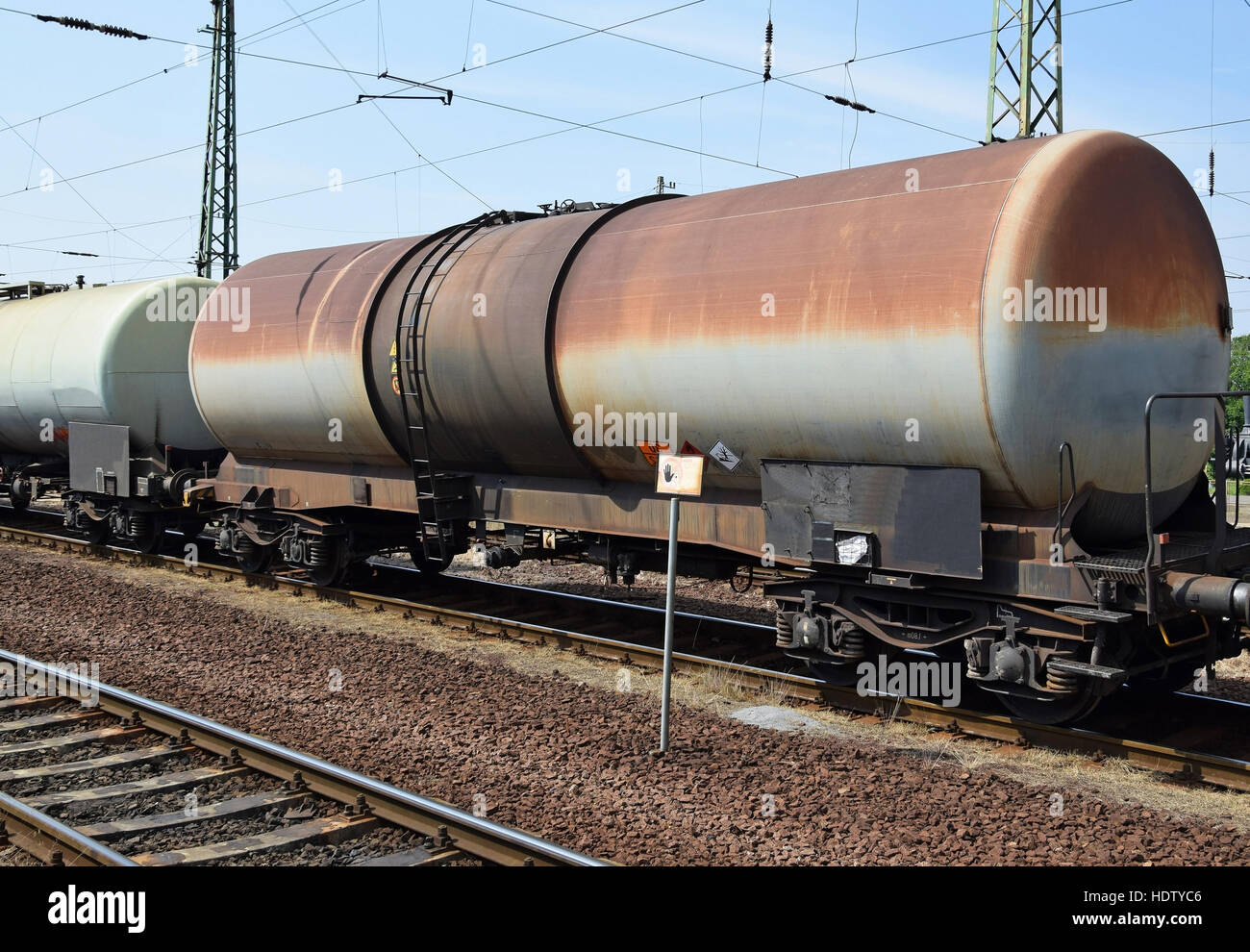 Oil transporter railway carriages Stock Photo - Alamy
