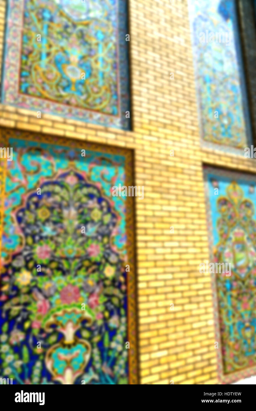 blur in iran the old decorative flower tiles from antique mosque like ...