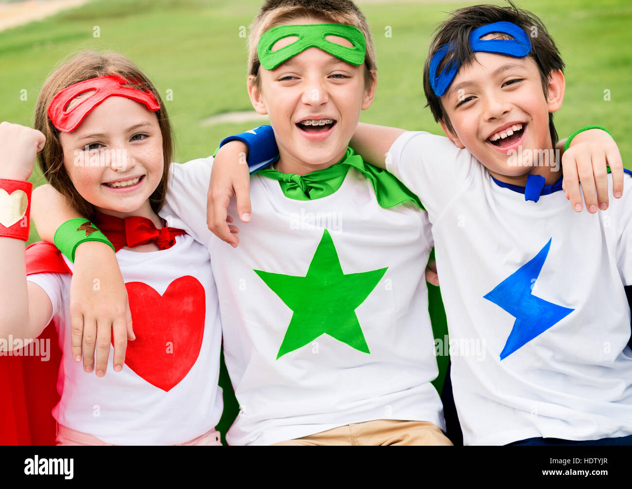 Superhero Boy Girl Brave Imagination Concept Stock Photo - Alamy