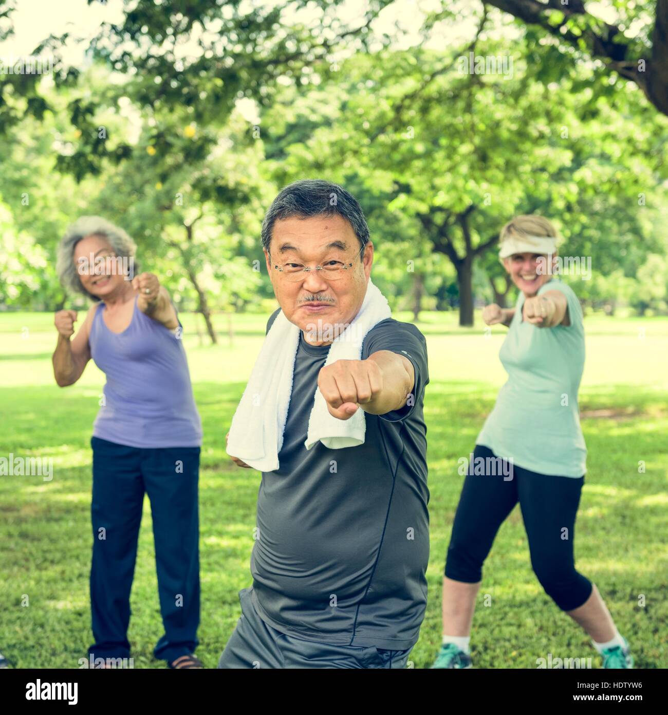 Senior Group Friends Exercise Relax Concept Stock Photo - Alamy