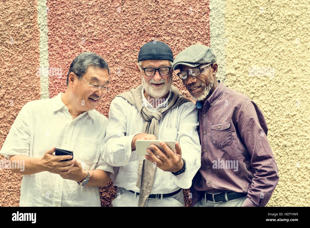 Group Of Senior Retirement Using Digital Devices Concept Stock Photo ...