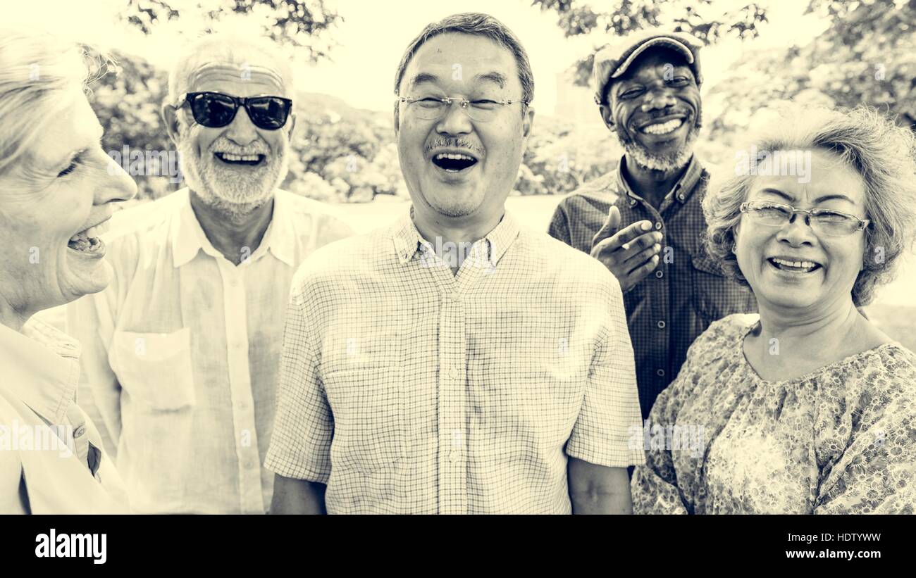 Group of Senior Retirement Friends Happiness Concept Stock Photo - Alamy