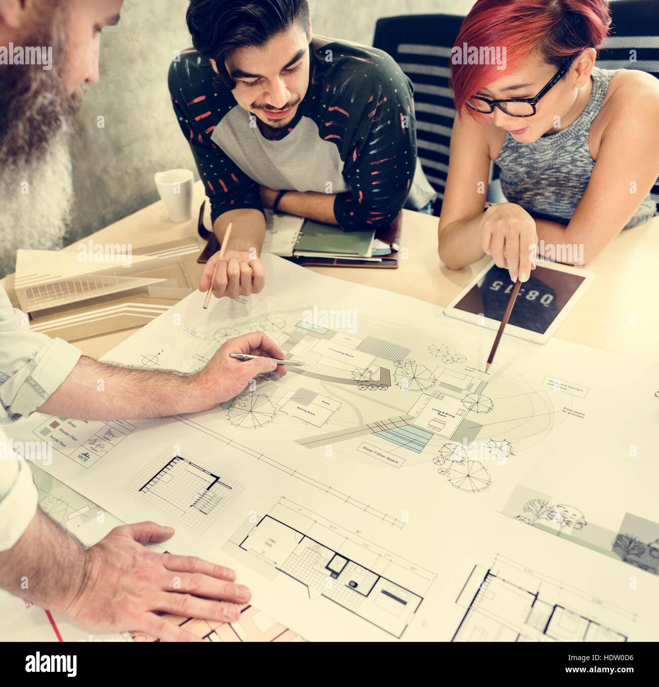 Design Studio Architect Creative Occupation Meeting Blueprint Concept ...