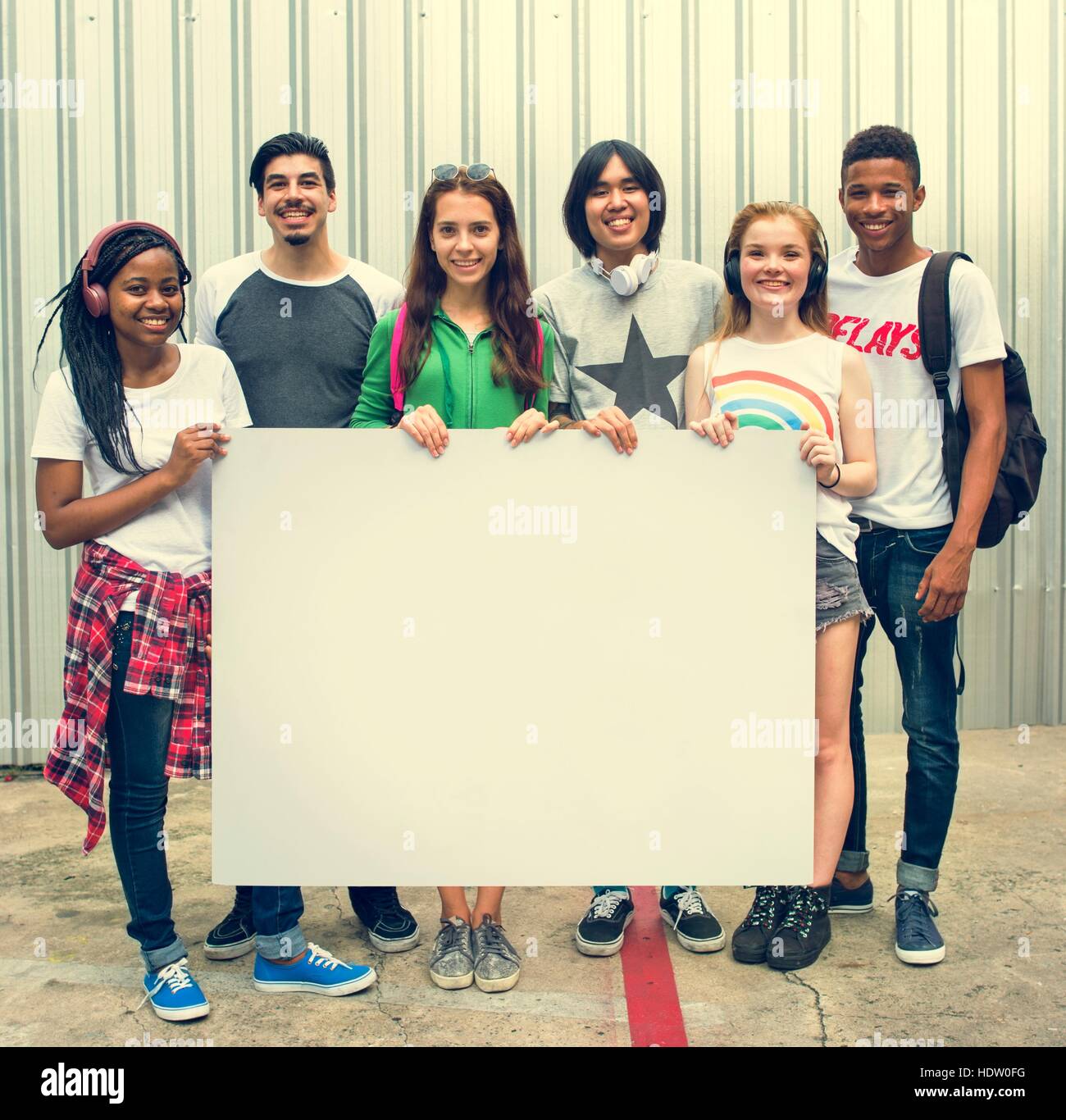 Diverse Group People Holding Blank Placard Concept Stock Photo - Alamy