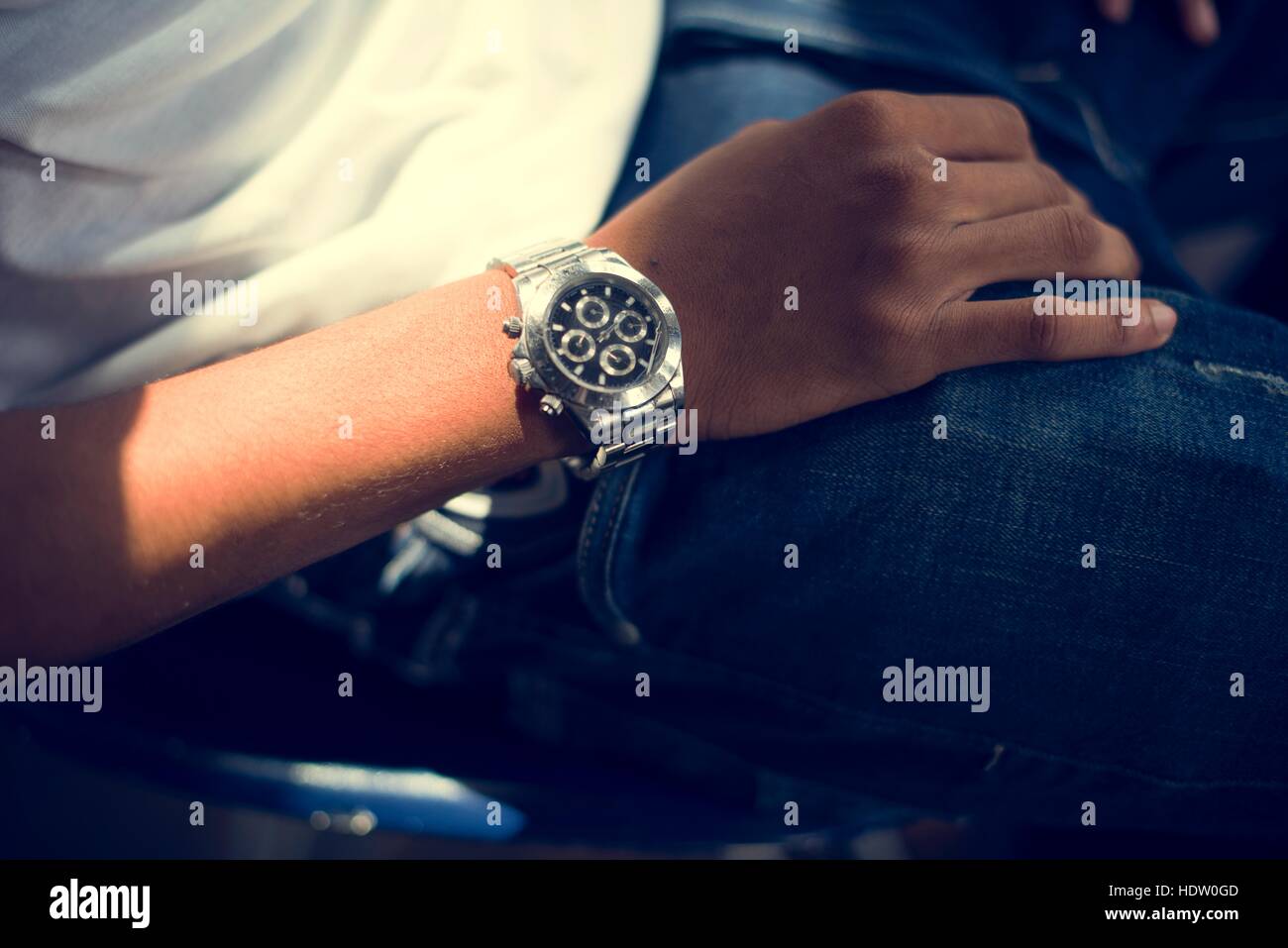 Man Watch Instrument of Time Personal Organizer Concept Stock Photo - Alamy