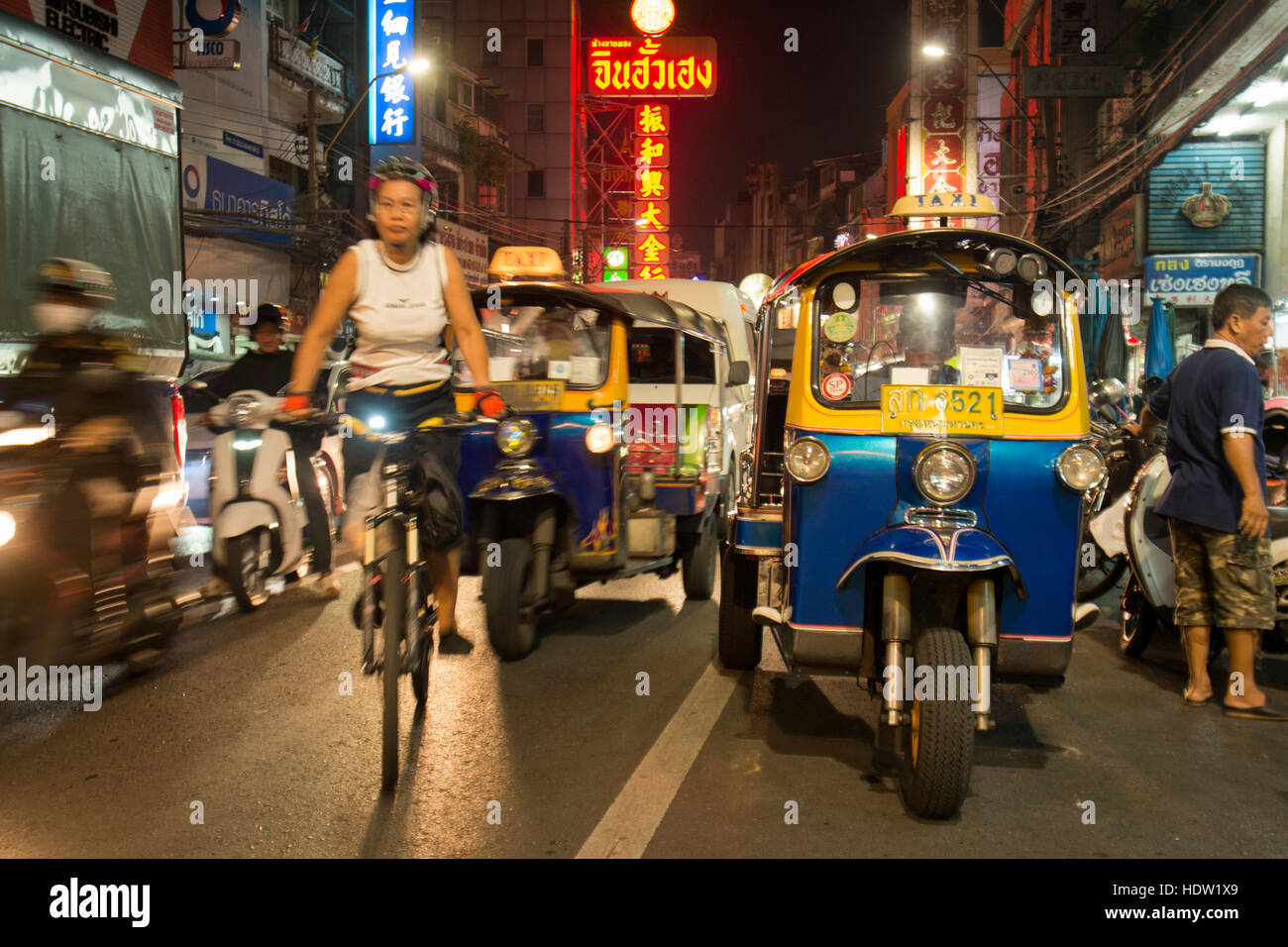 a tuck tuck Taxi in the China Town in the city of Bangkok on 7. 12 ...