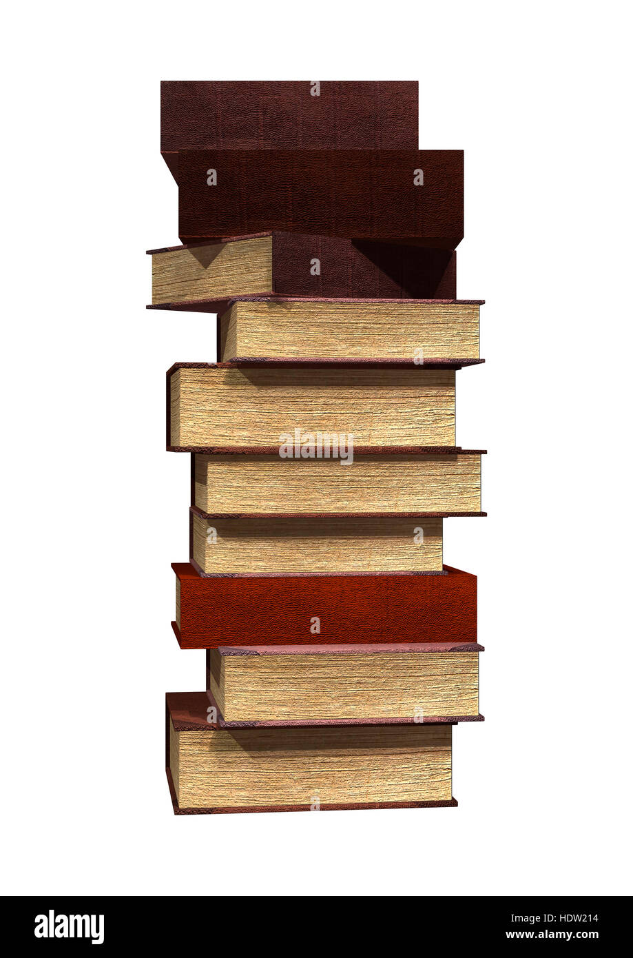 3D rendering of a stack of old books isolated on white background Stock ...