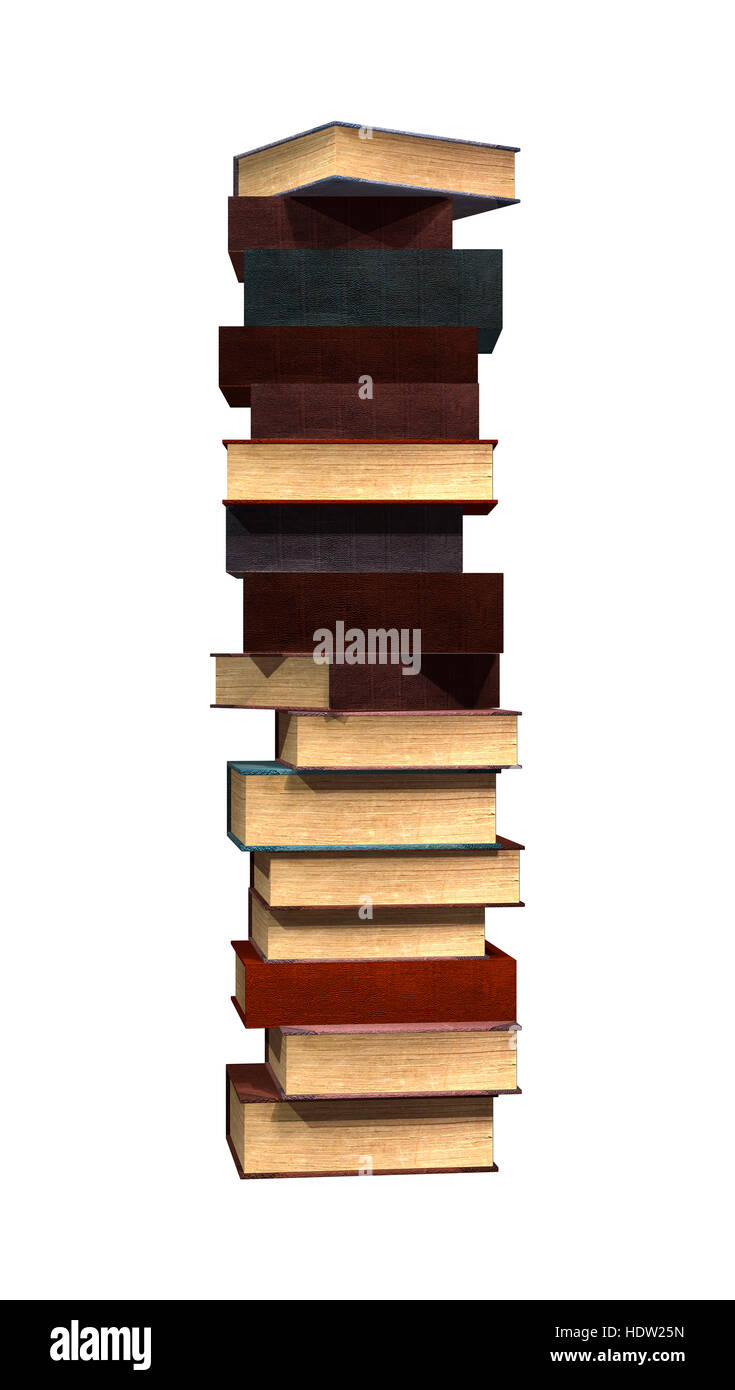 3D rendering of a stack of old books isolated on white background Stock ...