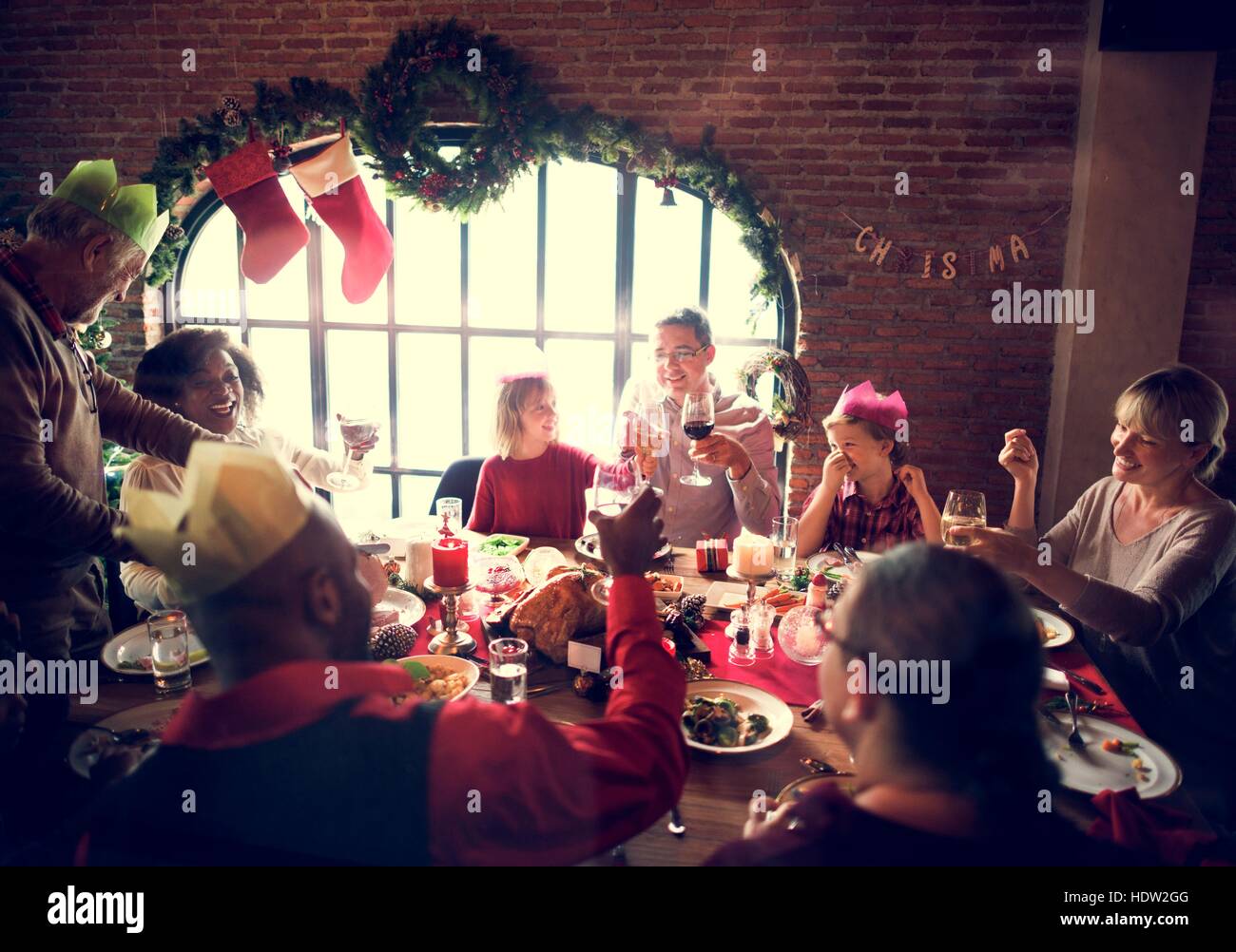 Family Together Christmas Celebration Concept Stock Photo - Alamy