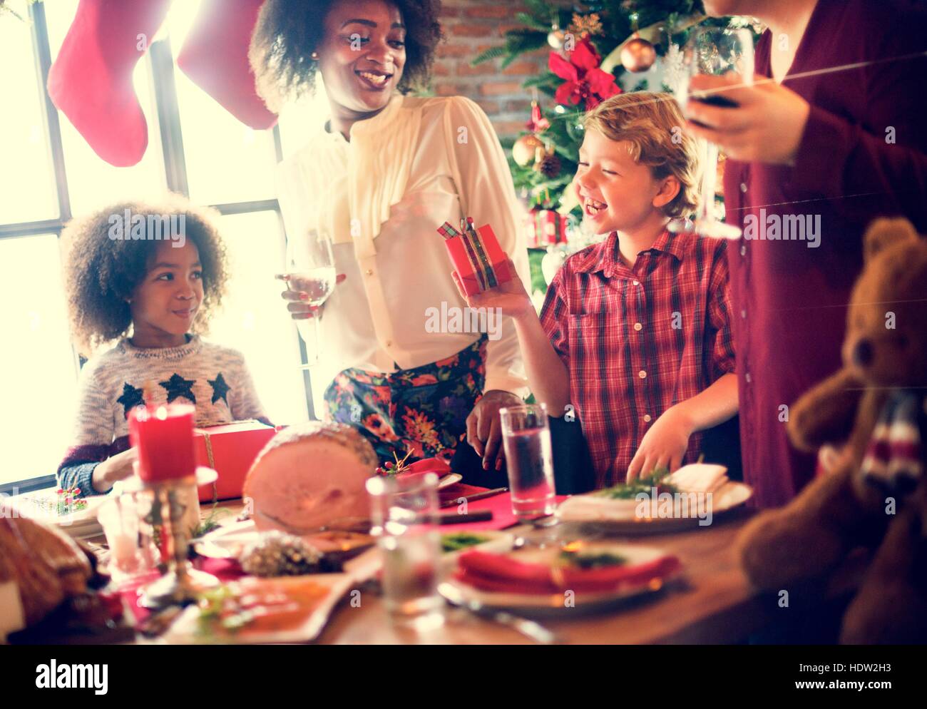 Family Together Christmas Celebration Concept Stock Photo - Alamy