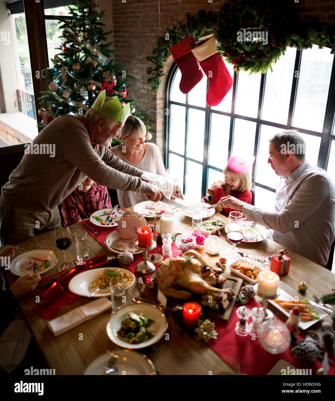 Family Together Christmas Celebration Concept Stock Photo - Alamy