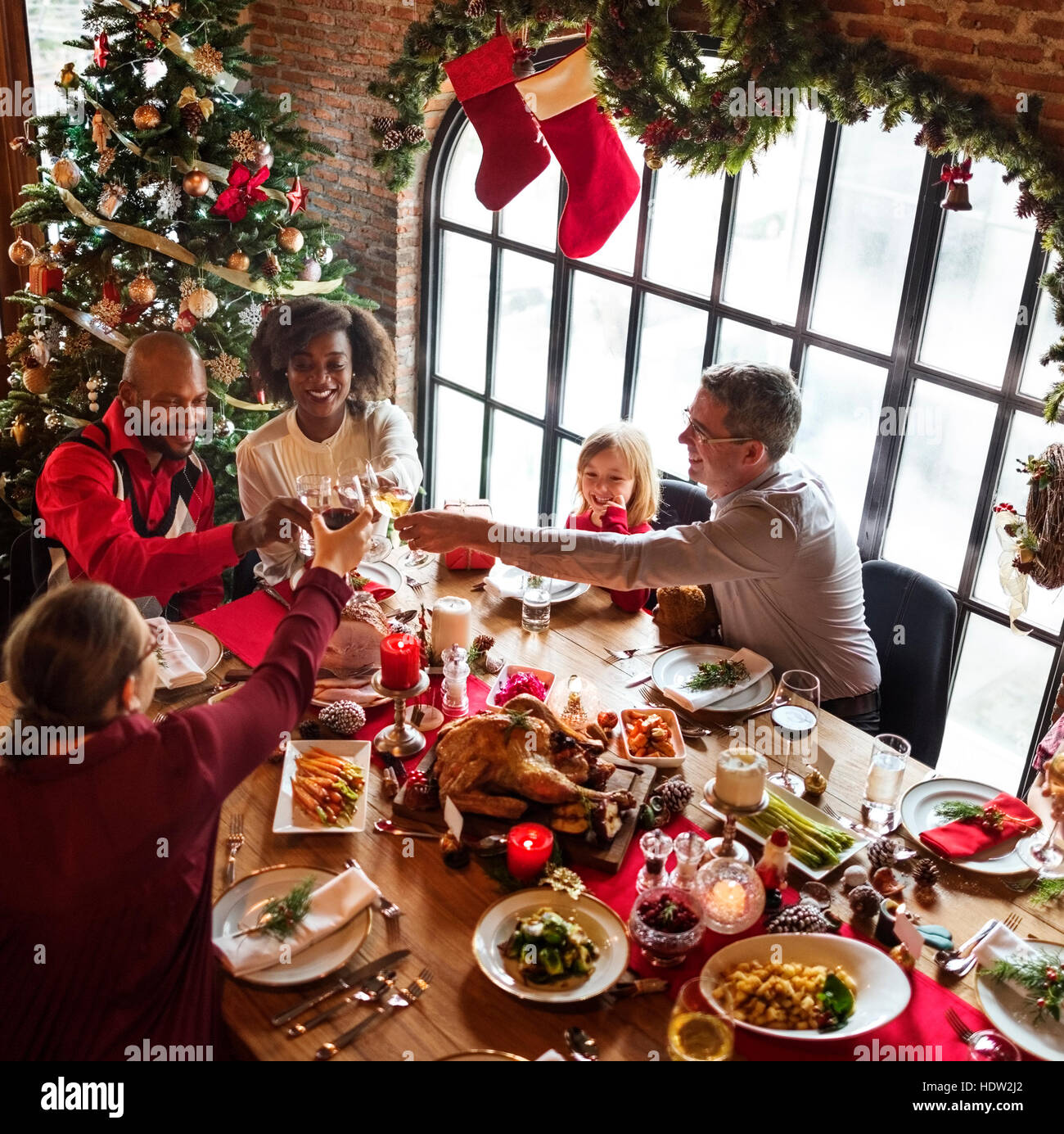 Family Together Christmas Celebration Concept Stock Photo - Alamy