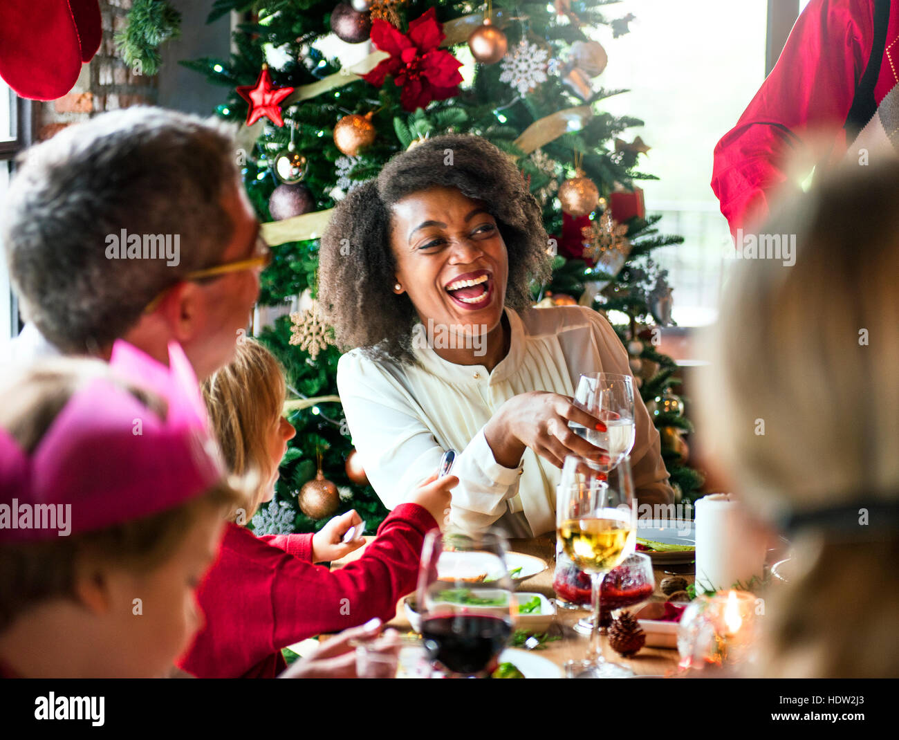 Family Together Christmas Celebration Concept Stock Photo - Alamy