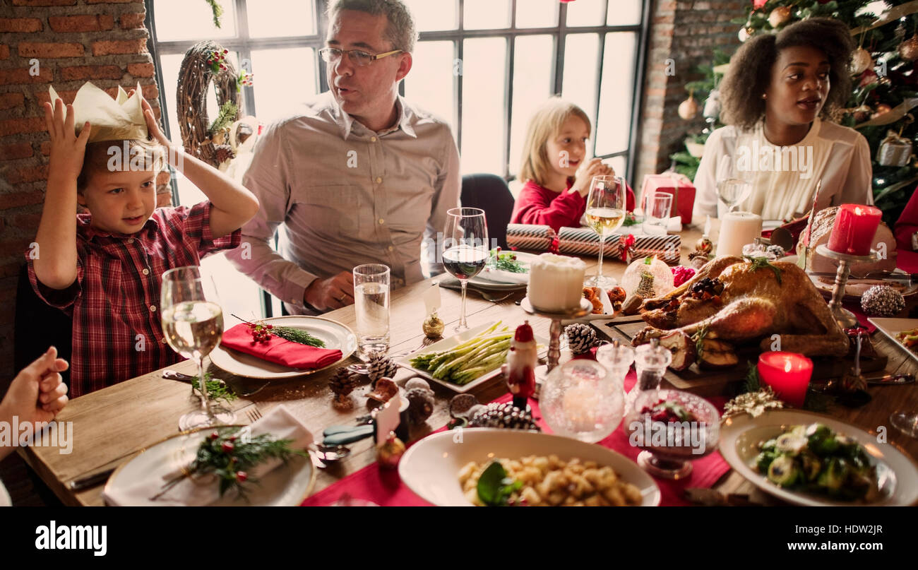 Family Together Christmas Celebration Concept Stock Photo - Alamy