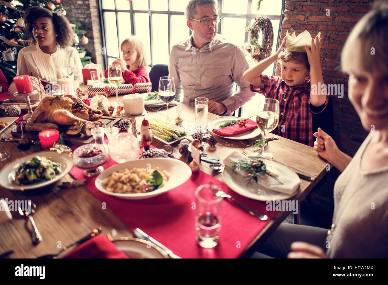 Family Together Christmas Celebration Concept Stock Photo - Alamy