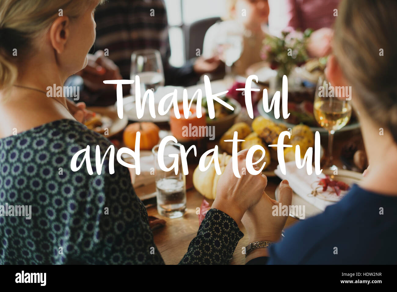 Thnaksgiving Blessing Celebrating Grateful Meal Concept Stock Photo - Alamy