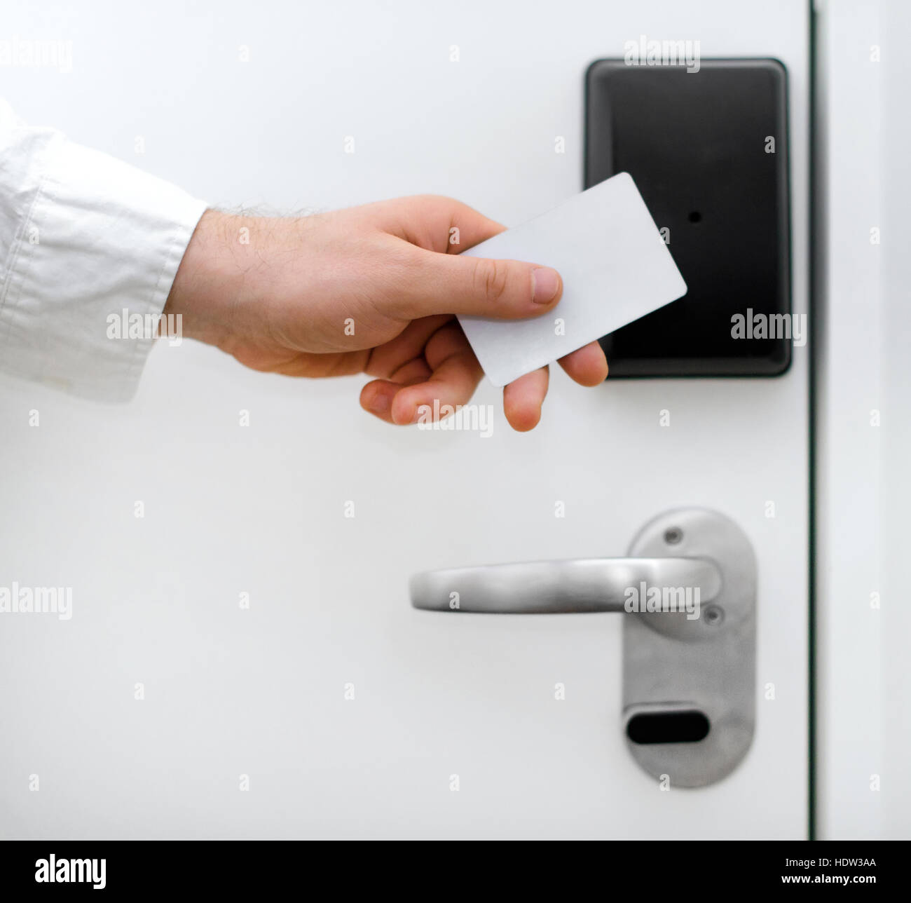 Man using contactless key in the hotel Stock Photo - Alamy