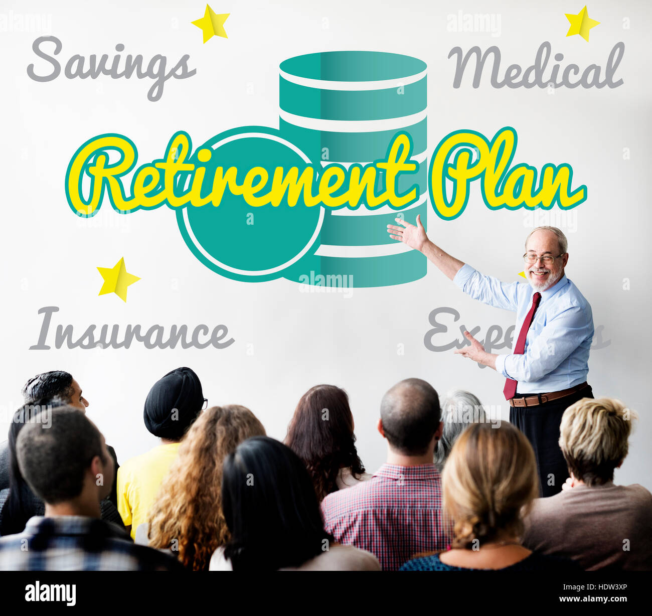 Retirement Senior Plan Coins Investment Graphic Concept Stock Photo - Alamy