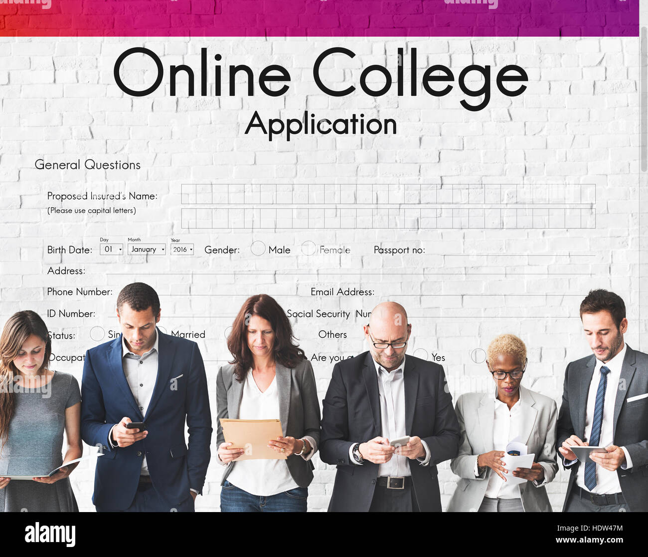 Online Collage Application Document Form Concept Stock Photo - Alamy